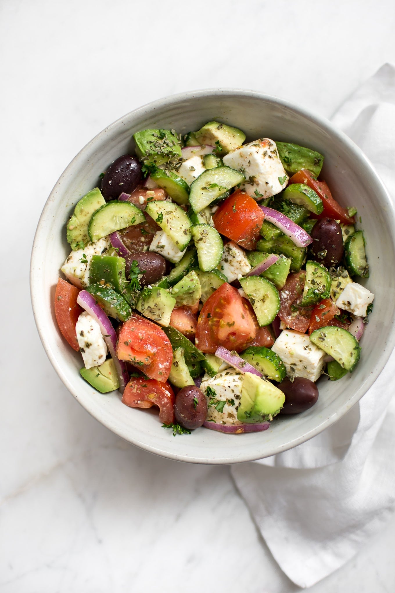 Avocado Greek Salad Recipe • Salt & Lavender