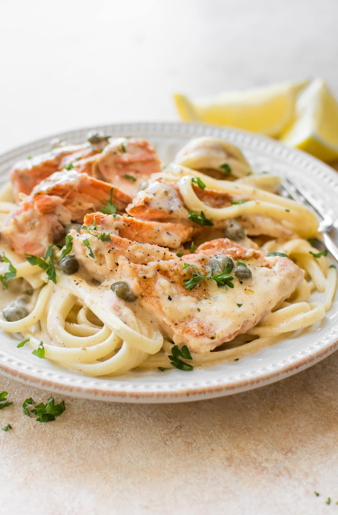 20 Minute Creamy Salmon Piccata Recipe • Salt & Lavender