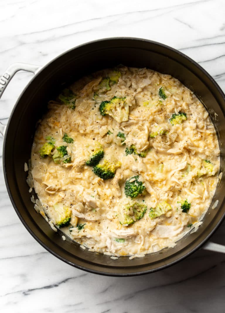 Cheesy Chicken, Broccoli, and Rice (One Pot Meal!) • Salt & Lavender