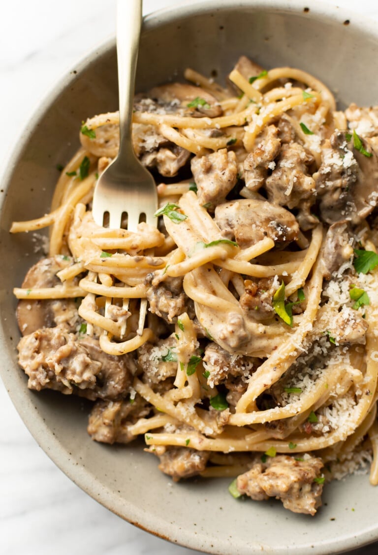 Italian Sausage Mushroom Pasta • Salt & Lavender