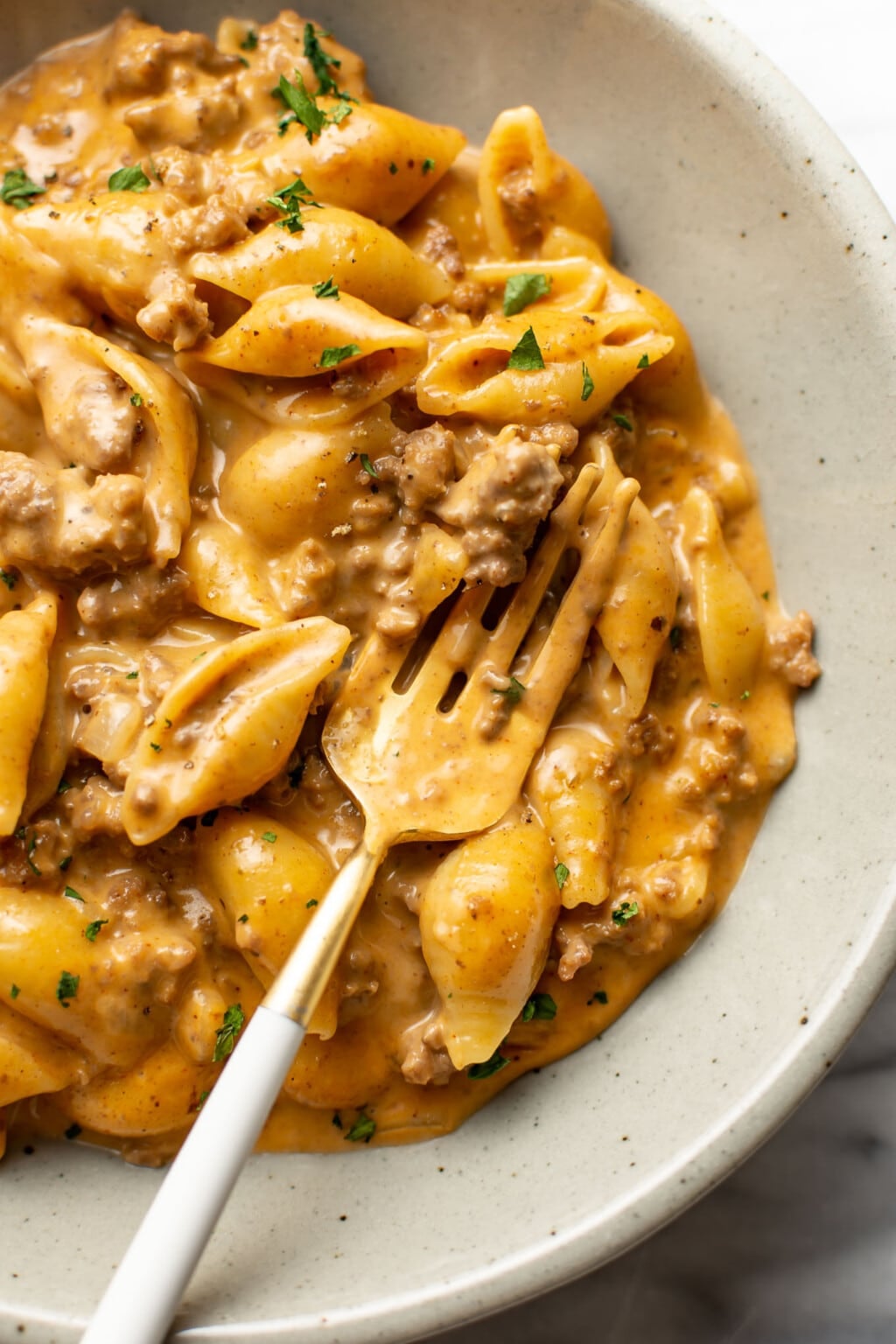 One Pot Cheesy Beef and Shells • Salt & Lavender