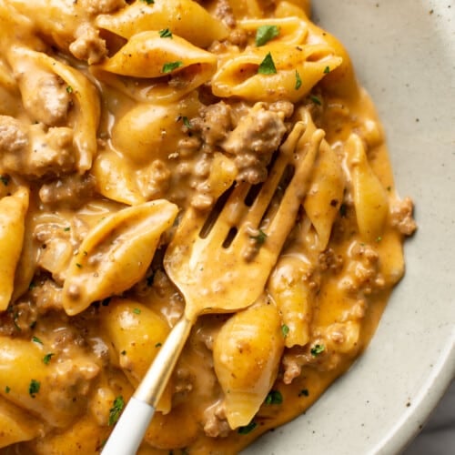 One Pot Cheesy Beef and Shells • Salt & Lavender