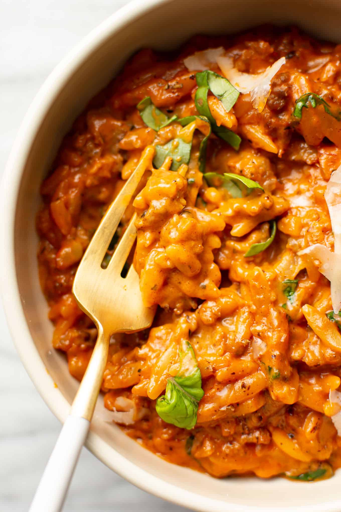 Spicy Italian Sausage Orzo • Salt & Lavender